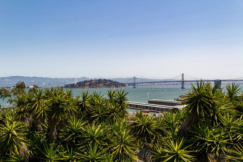 San Francisco Panorama with Bay Bridge Aerial View Stock Photo - Image ...