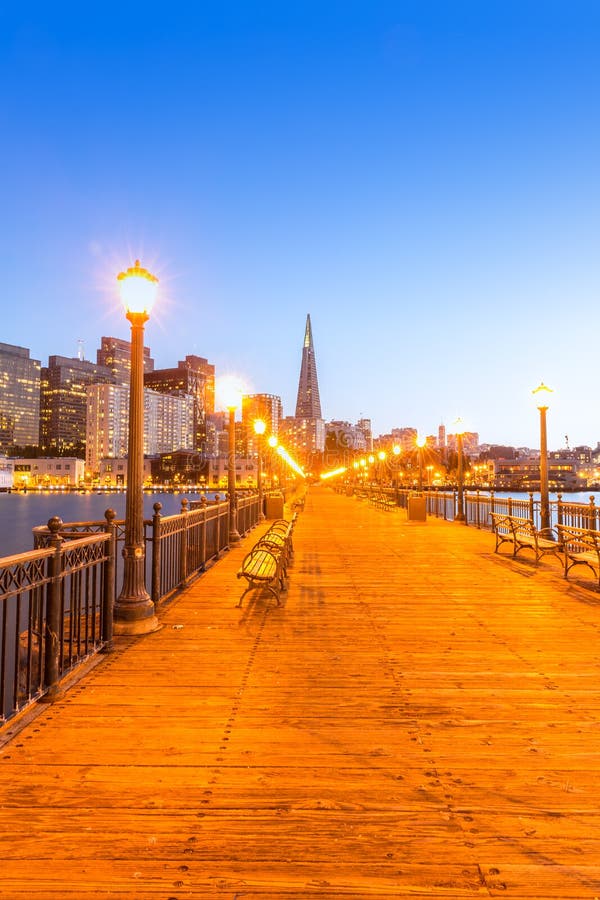 San Francisco Pier 7 Sunset in California Stock Image - Image of frisco ...