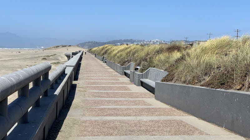San Francisco`s Ocean Beach Boardwalk Stock Image - Image of dunes ...
