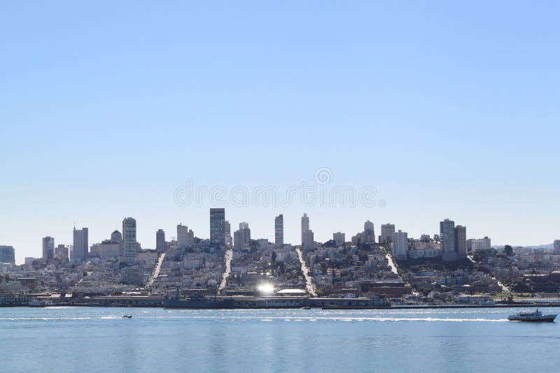 San Francisco Skyline from Alcatraz Island Stock Photo - Image of ...