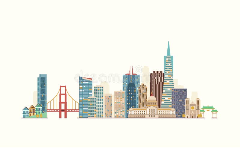 San Francisco skyline stock vector. Illustration of district - 76912524