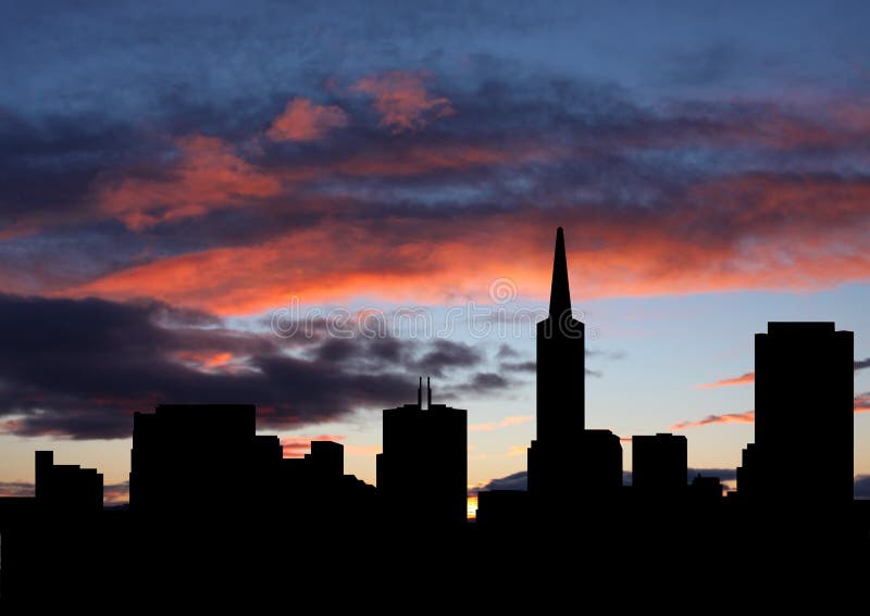 San Francisco at sunset stock illustration. Illustration of california ...