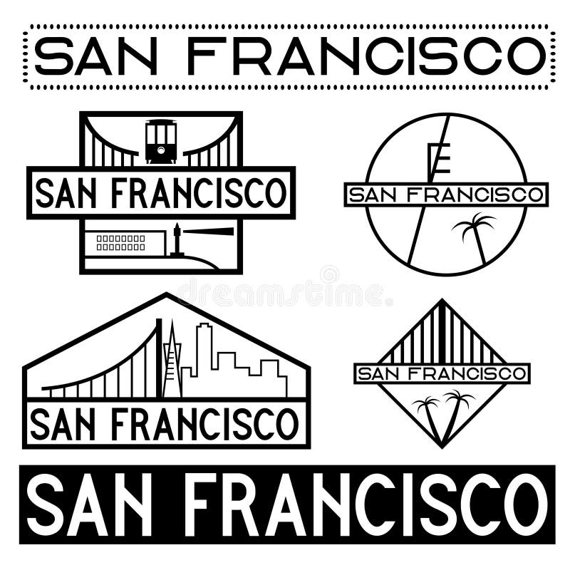 San Francisco Vintage Labels Set Stock Vector - Illustration of island ...