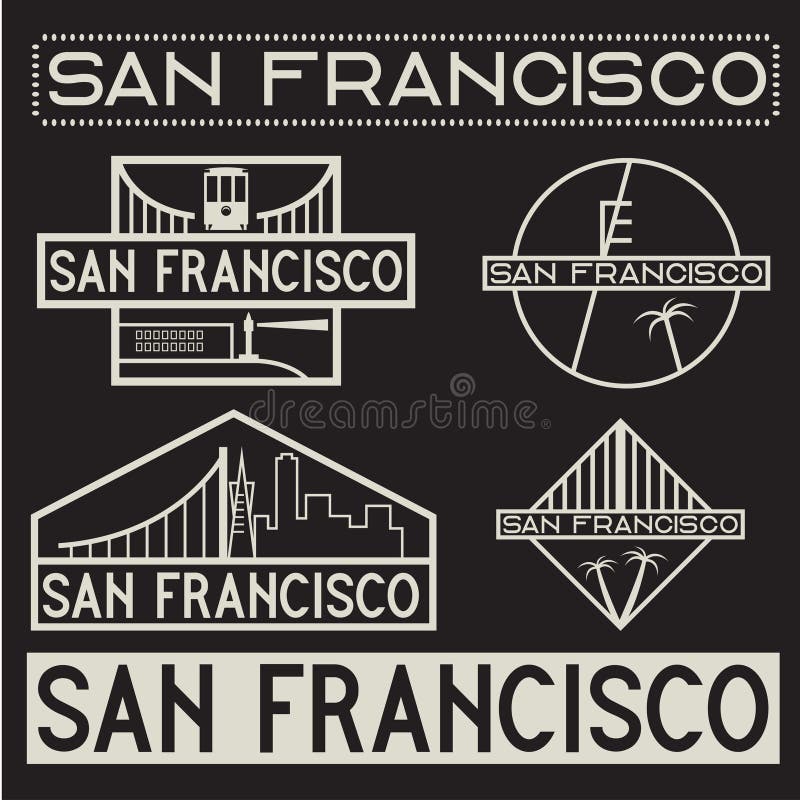San Francisco Vintage Labels Set Stock Vector - Illustration of ...