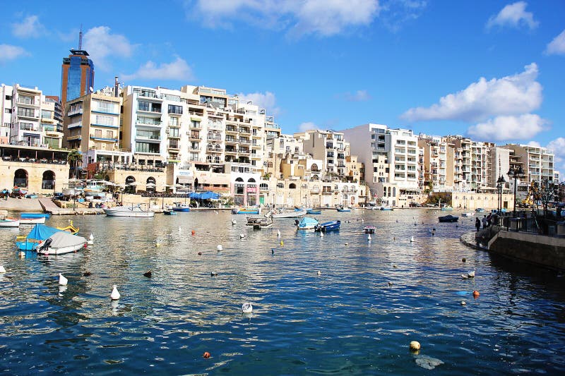 San Giljan, Malta - December 20 2022: Spinola Bay in Malta Editorial ...