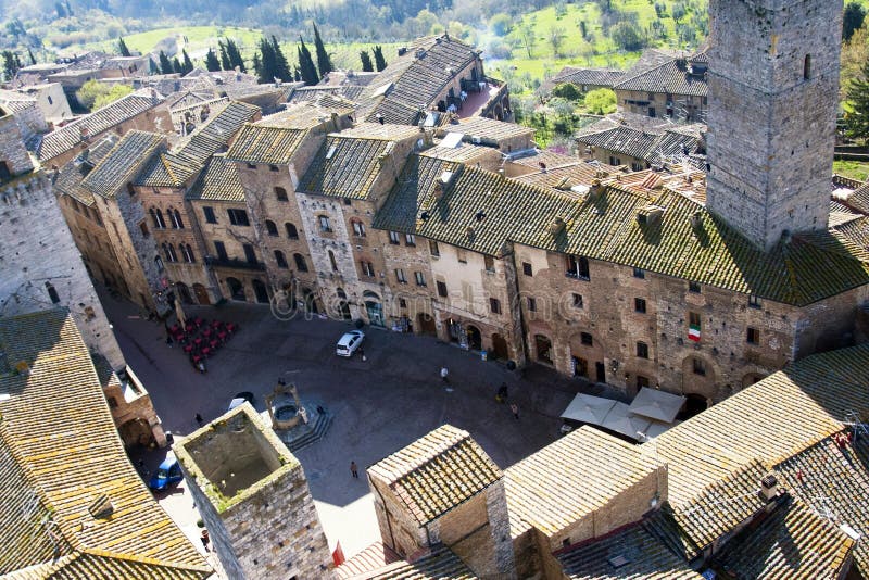San Gimignano Square - Tuscan Italy Stock Photo - Image of city, towers ...
