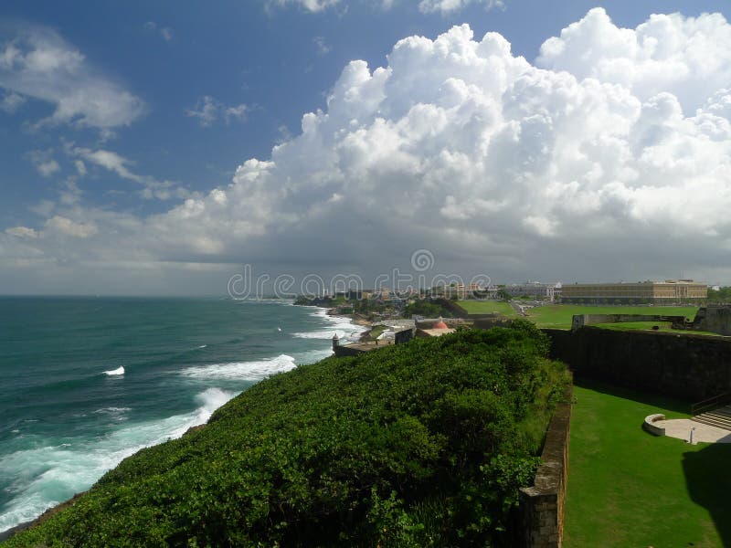 San Juan Puerto Rico and Atlantic Ocean Stock Image - Image of clouds ...