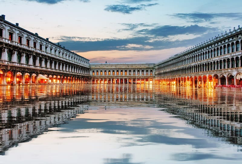 San Marco Square in the Evening, Venice Italy Stock Photo - Image of ...
