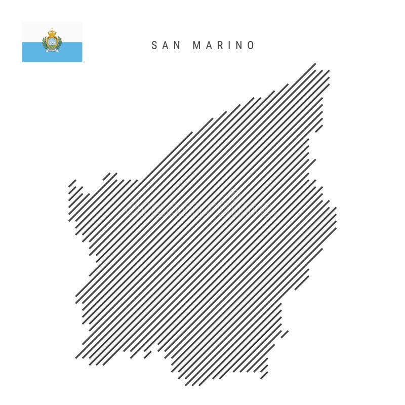 San Marino Map from Pattern of Black Slanted Parallel Lines. Flat ...