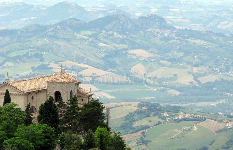 San Marino and Spectacular Views of Surrounding Countryside Stock Photo ...