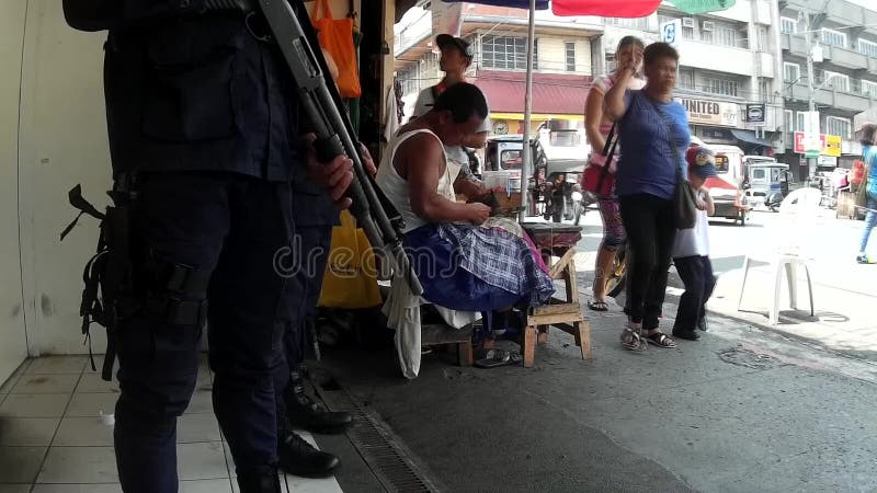 The Security Guards the Territory of the Courtyard Stock Video - Video ...
