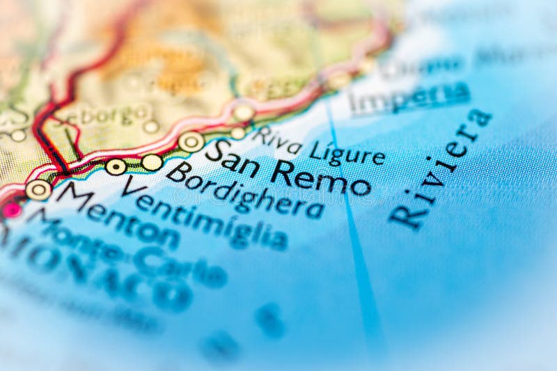 San Remo, Italy Highlighted on a World Map Stock Image - Image of ...