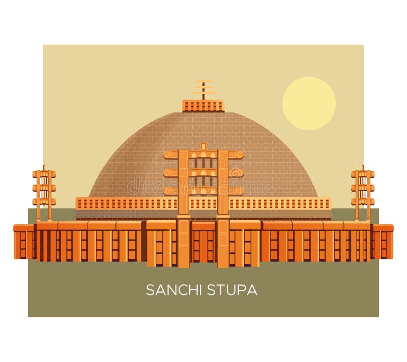Sanchi Stupa - Buddhist Complex - Icon Illustration Stock Vector ...