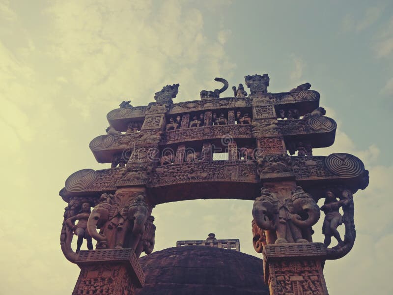 Sanchi Stupa Gate ( Toranas of Sanchi Stupa) at Sanchi Stock Image ...