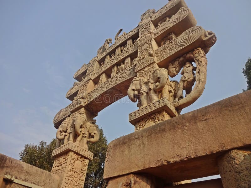 Sanchi Stupa Gate ( Toranas of Sanchi Stupa) at Sanchi Stock Image ...