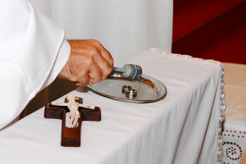 Sanctification Wedding Rings Stock Image - Image of sacrament, minister ...