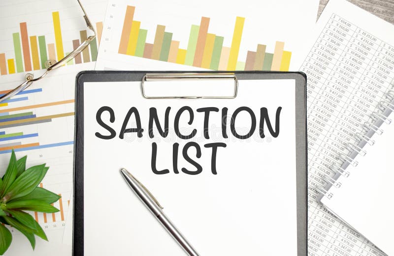 SANCTION LIST Text on White Paper with Charts and Pen Stock Photo ...