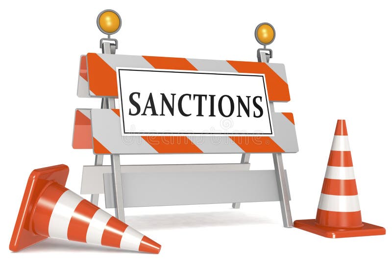Sanctions Sign on Barricade and Traffic Cones Stock Illustration ...