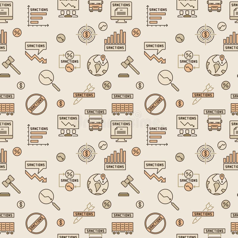 Sanctions Vector Colored Seamless Pattern. Financial Penalties Creative Background Stock Vector ...