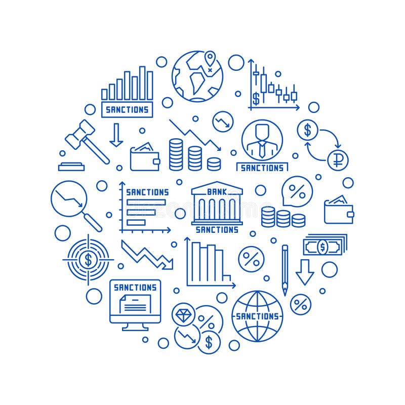 Sanctions Vector Outline Banner. Financial Penalties Concept ...