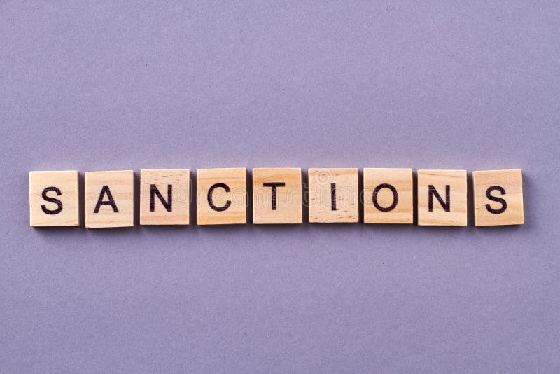 Sanctions Word Made Of Wooden Cubes Stock Image Image Of Symbol
