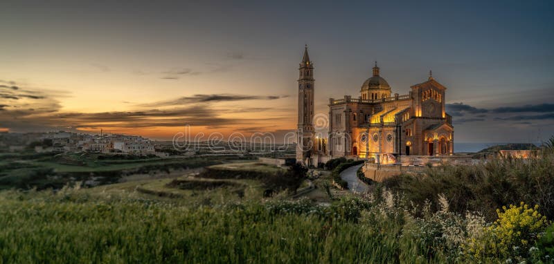 The Beautiful Sanctuary of Ta Pinu on Gozo, Malta Stock Image - Image ...