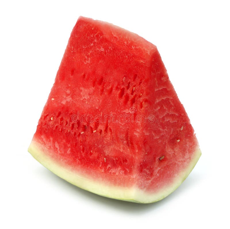 Dos Pedazos Del Triángulo De Sandía Aislados En Blanco Imagen de ...