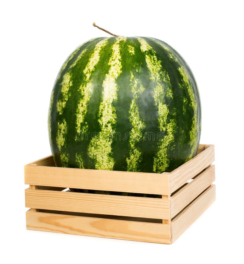 Sandía entera en caja imagen de archivo. Imagen de jugo - 77491083