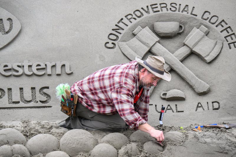 Sand Artist at Seaside Sandfest Editorial Stock Image - Image of ...