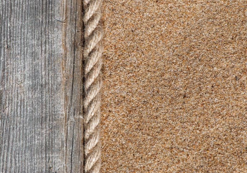 Sand Background with Old Wood and Rope Stock Image - Image of nature ...
