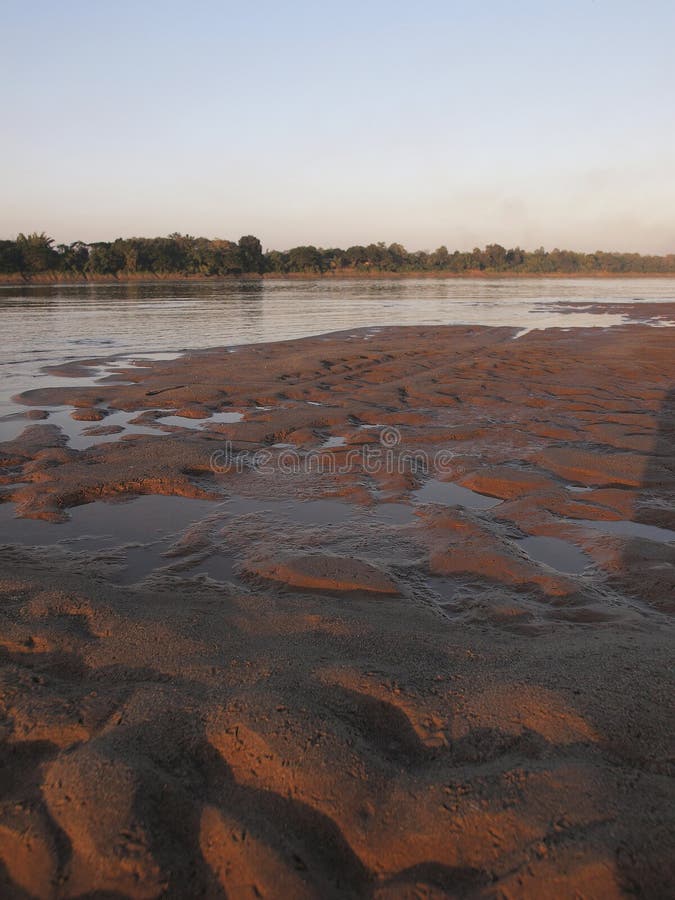 The Sand Bar in Mekong River Stock Image - Image of dusk, abstract ...
