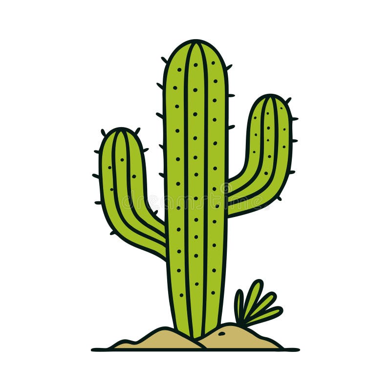Sand Base Cactus Drawing stock vector. Illustration of cactus - 359699886