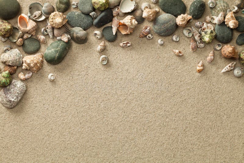 Sand, Beach Background with Shells and Stones Stock Photo - Image of ...