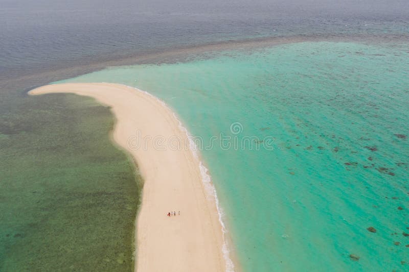 Sand Beach Island on a Coral Reef, Top View Stock Photo - Image of ...