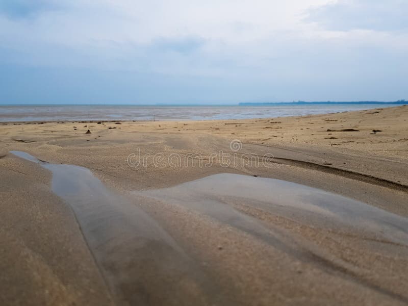 Sand Beach, with Rocks in Foreground. Stock Image - Image of scene ...