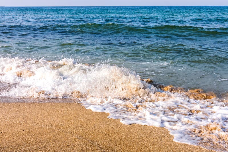 Sand beach and wave stock photo. Image of reflection - 43030146