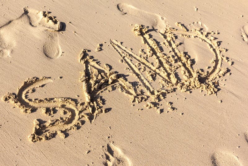 Sand on the beach stock image. Image of texture, word - 52817375