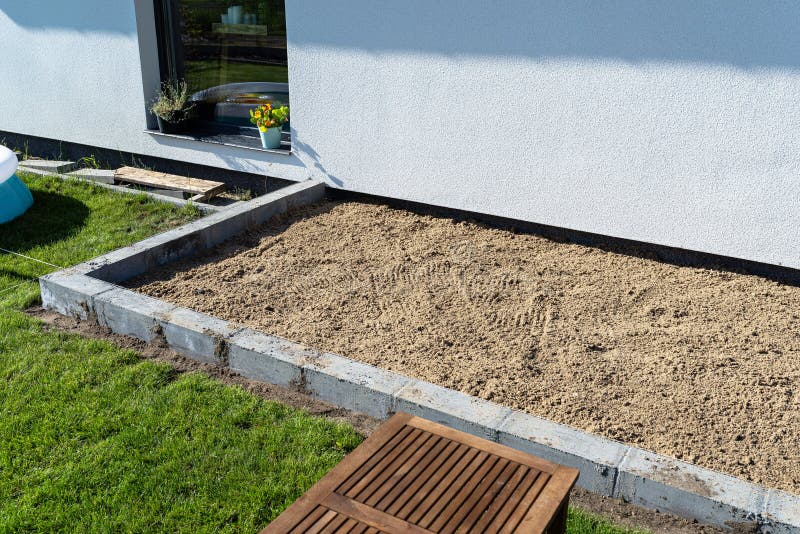 Sand Bed Prepared for Compaction for Construction of the Terrace ...