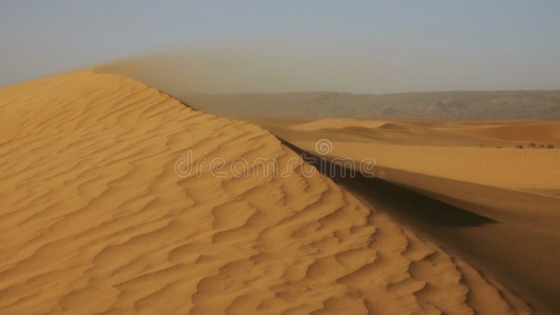 Sand Blowing Over Sand Dunes in Wind Stock Image - Image of arid ...
