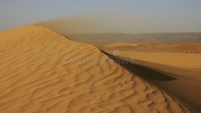 Sand Blowing Over Sand Dunes in Wind Stock Photo - Image of sahara ...