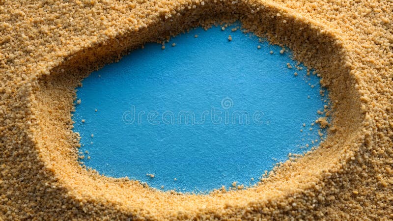 Sand on Blue Paper. Leave Oval Space for Text in the Middle of the ...