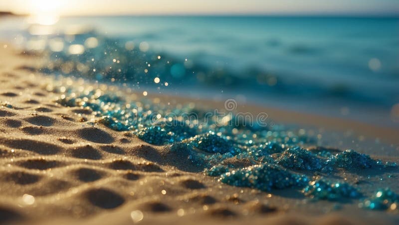 Sand with Blue Sea - Beach Summer Defocused Background with Glittering ...