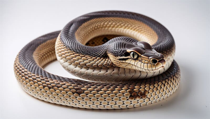 Side View of Sand Boa Coiled with Head Resting on Body, Scales Clearly Visible, on White Stock ...