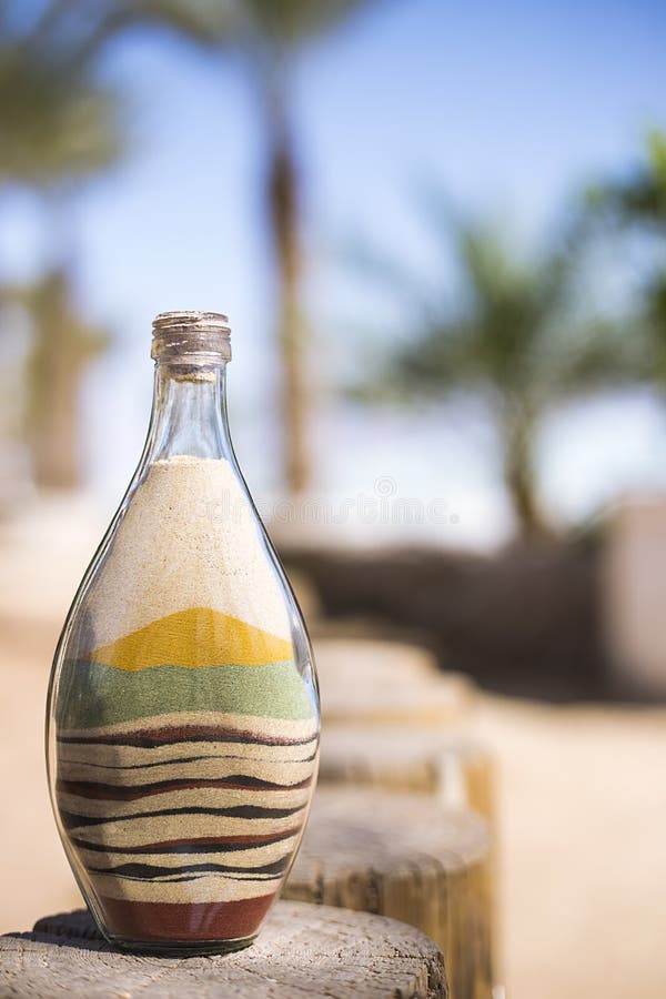 Sand art in a bottle stock image. Image of focus, yellow - 56821475