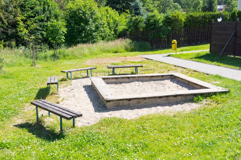 Sand box stock photo. Image of wooden, park, green, benches - 41742660