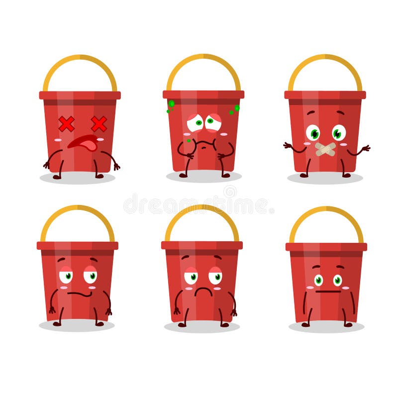 Sand Bucket Cartoon Character with Sad Expression Stock Vector ...