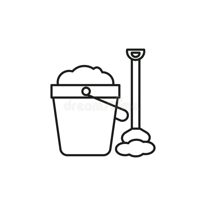 Sand Bucket Icon Flat Line Symbol Set Stock Vector - Illustration of ...