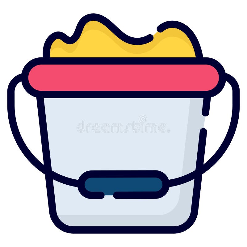 Sand Bucket Vector Icon. Colored Outline Style for Web and Mobile Stock ...