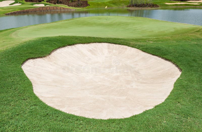 Bunker or Sand Trap with Rake at Golf Course Stock Image - Image of ...