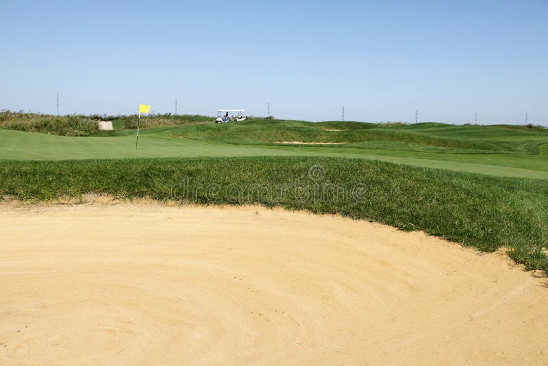 Sand Bunker on the Golf Course Stock Image - Image of meadow, place ...